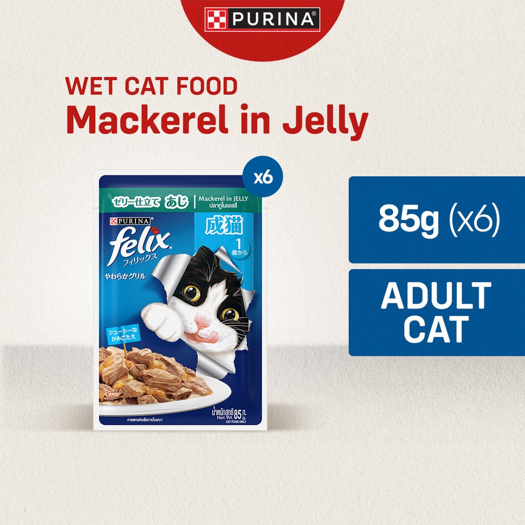 PURINA® FELIX® Adult Cat with Mackerel in Jelly - 85gx6 | Shopee ...