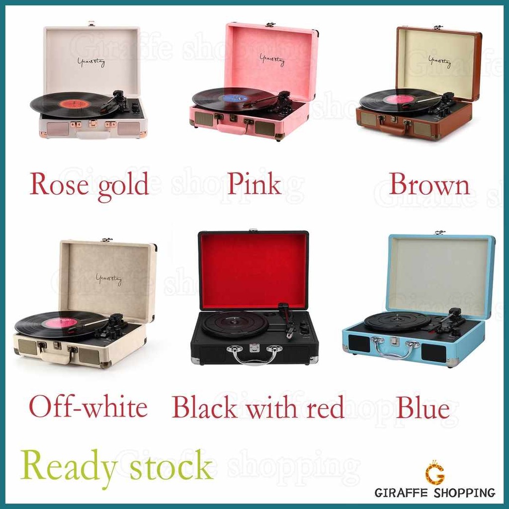 【Ready:JHf%stock】Turntable~bs?With*wG?Speakers*Jm?Vintage*He?Phonograph ...