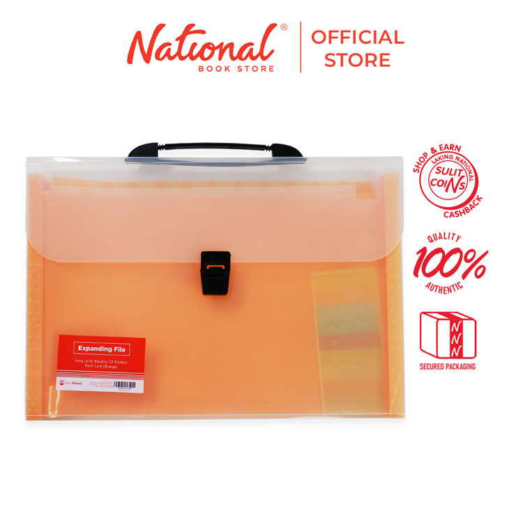 Best Buy Expanding File with Handle Long – Orange, 12-Pocket Divider ...
