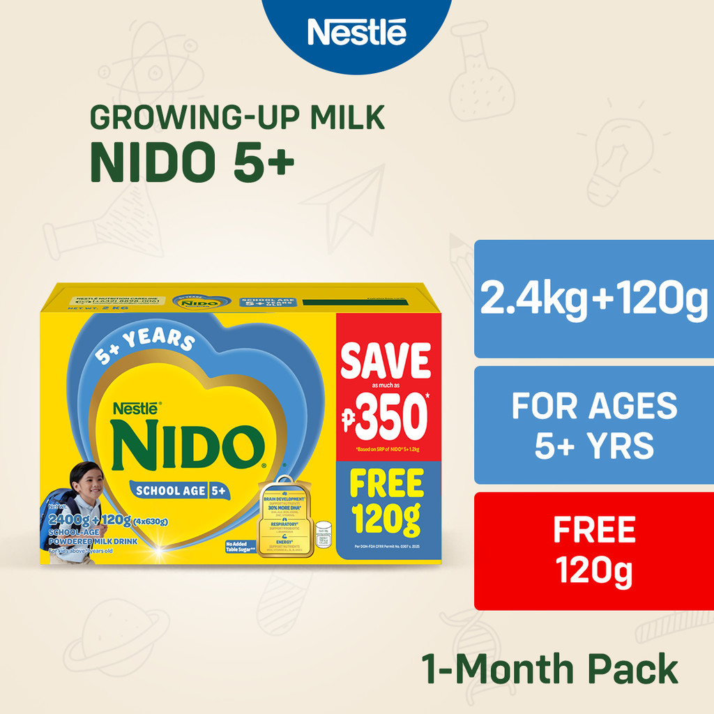 NIDO 5+ Powdered Milk Drink for Children Above 5 Years Old 2.4kg FREE 120g | Shopee Philippines
