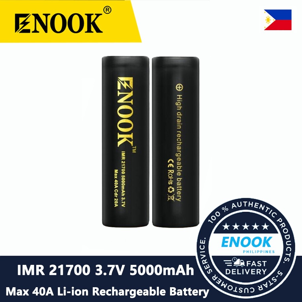 ENOOK Original Rechargeable Battery 21700 5000mAh 3.7V Li-ion Flat 40A ...