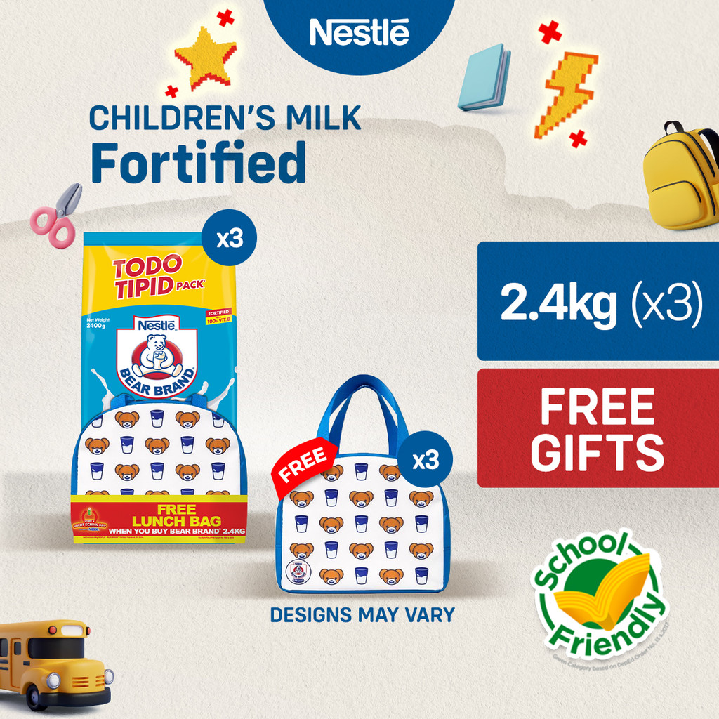 BEAR BRAND Fortified Powdered Milk Drink 2.4kg + FREE Lunch Bag Pack of ...