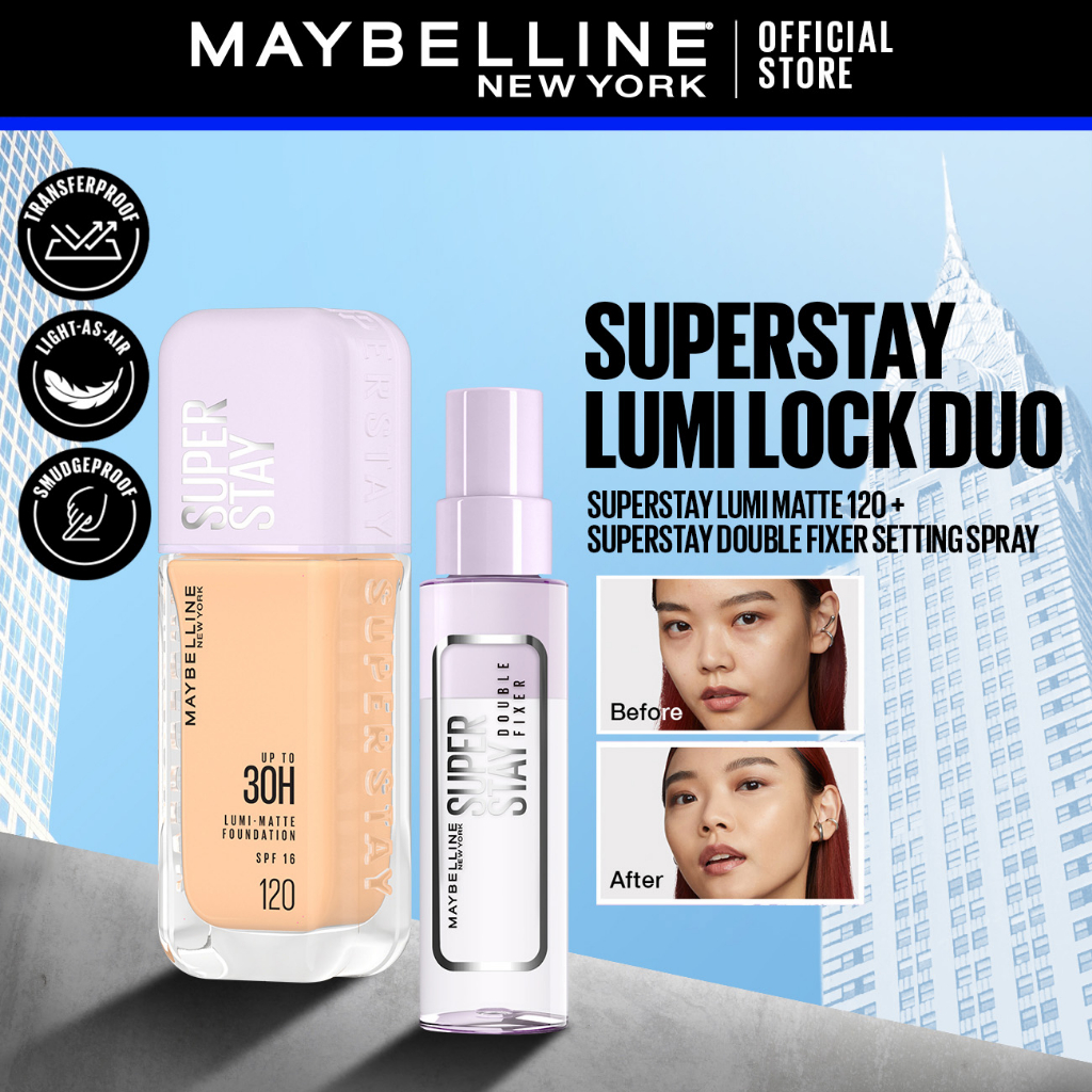 Maybelline Superstay Lumi Matte 120 Foundation 35mL + Double Fixer ...