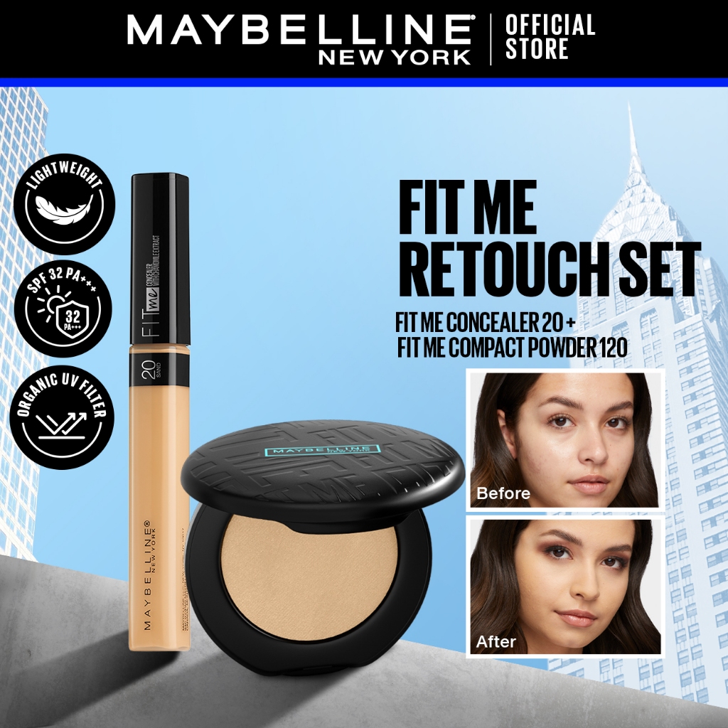 Maybelline Fit Me Retouch Set - Fit Me Compact Powder 120 + Fit Me ...