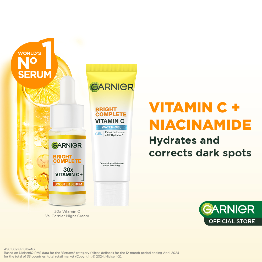 NEW Garnier Bright Booster DAY Duo: 30x Vitamin C + Niacinamide Serum ...