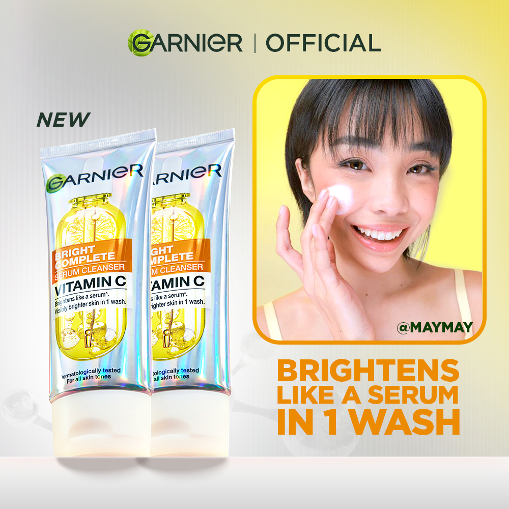 NEW Garnier Vitamin C Serum Cleanser Foam Wash (100mlx2) Twin Pack - Instant Brighter Skin In 1 ...