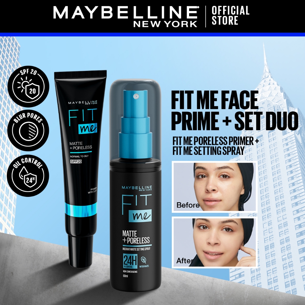 Fit Me Face Prime + Set Duo - Fit Me Poreless Primer + Fit Me Setting ...