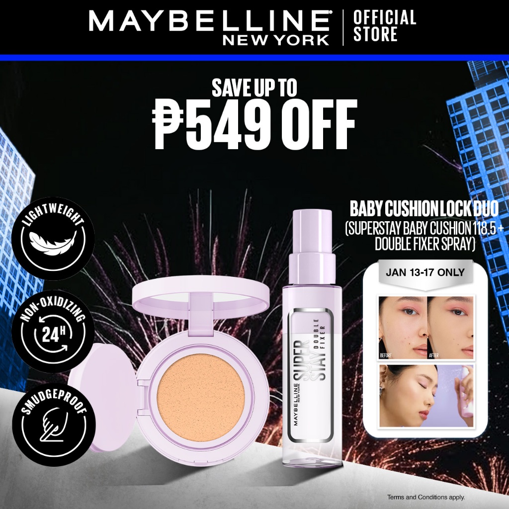 Maybelline Superstay Baby Matte Cushion 118.5 + Double Fixer Setting ...