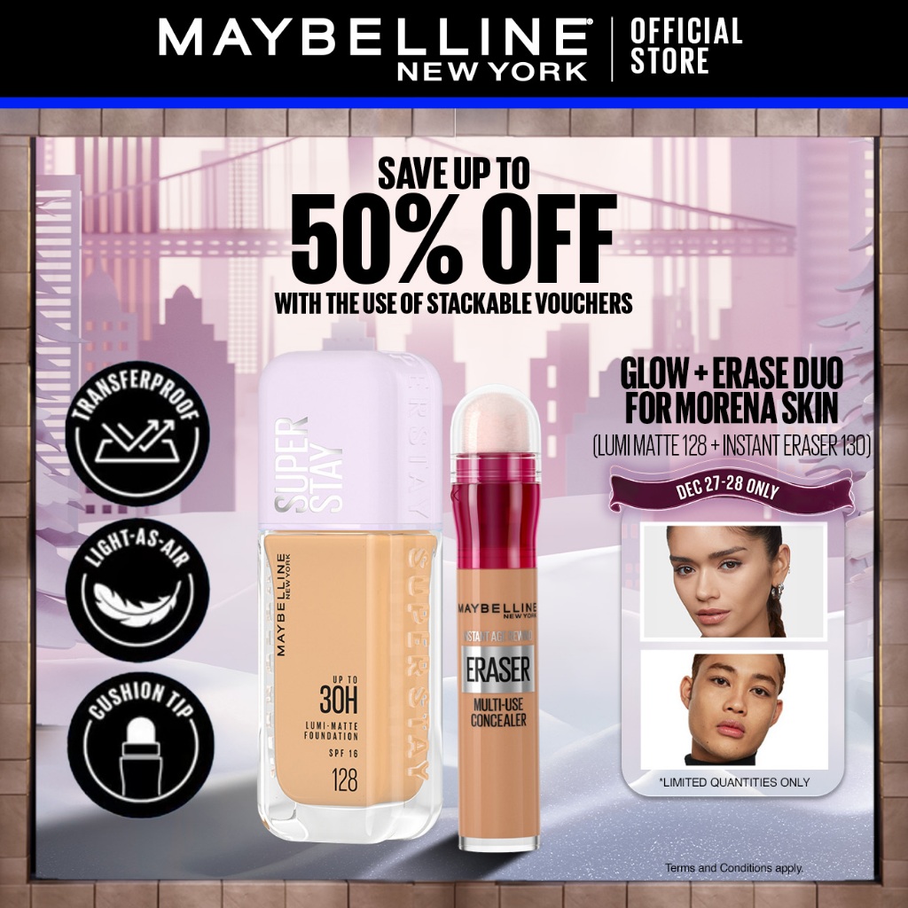 Maybelline Glow Erase Duo Instant Eraser Erases All Eyebags 130 + Lumi ...