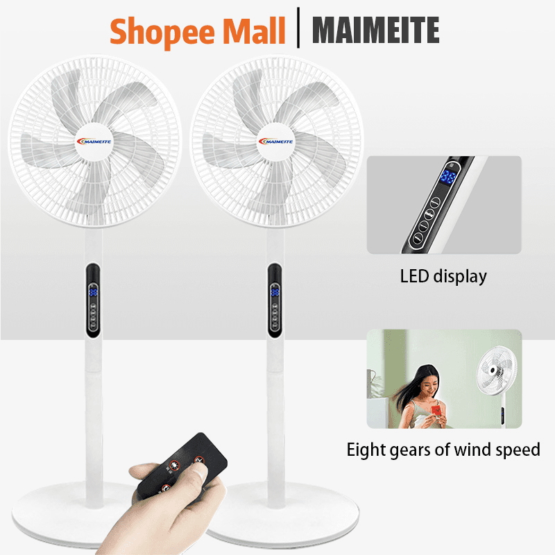 Maimeite 16 Inch Remote Control Floor Fan 5 Blade Strong Wind electric ...