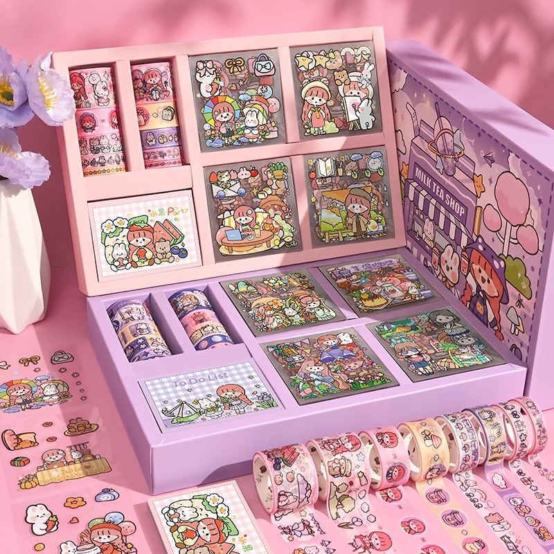 100 hand account stickers note gift box children's girl tape stickers ...