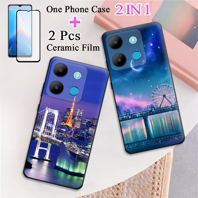 2 IN 1 Infinix Smart 7 Plus TPU Soft Silicone Painted Phone Case With ...