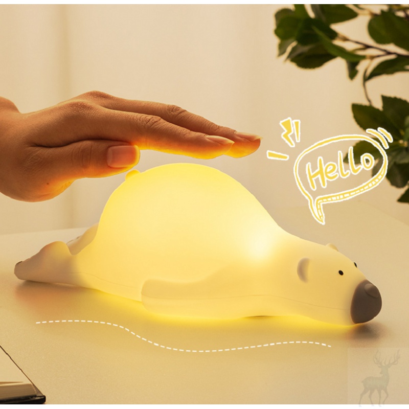 Cute Lying Bear Night Lights Rechargeable Patting Switch Creative Led ...