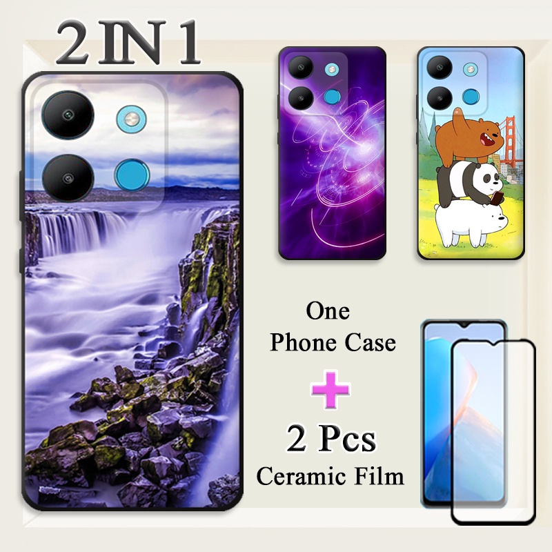 2 IN 1 Infinix Smart 7 Plus Silicone Phone Case With Tempered Glass ...