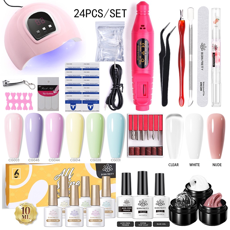 BORN PRETTY Non Stick Nail Extension Set Spring Pink Green Color Nail ...