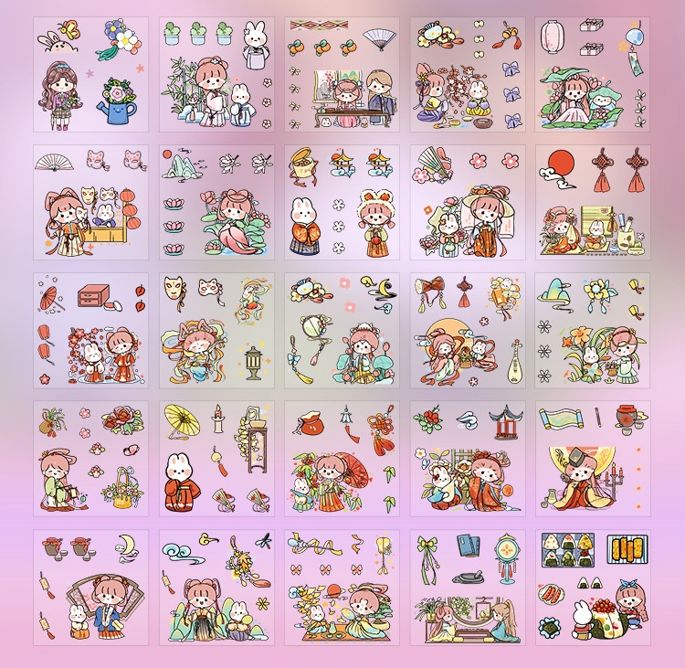 100 hand account stickers note gift box children's girl tape stickers ...