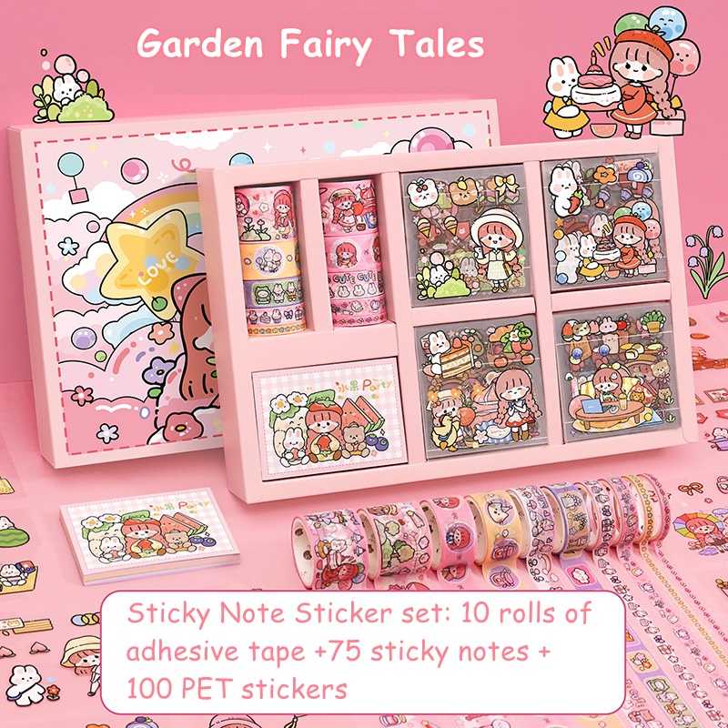 100 hand account stickers note gift box children's girl tape stickers ...
