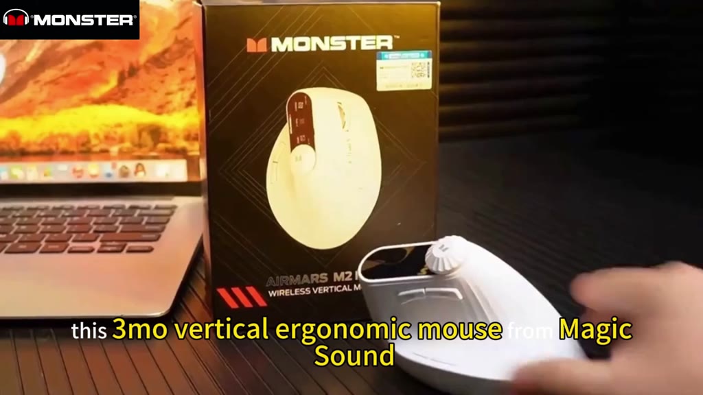 Monster M2 MAX Mouse Bluetooth Wireless Non Slip Ergonomic Design Light ...
