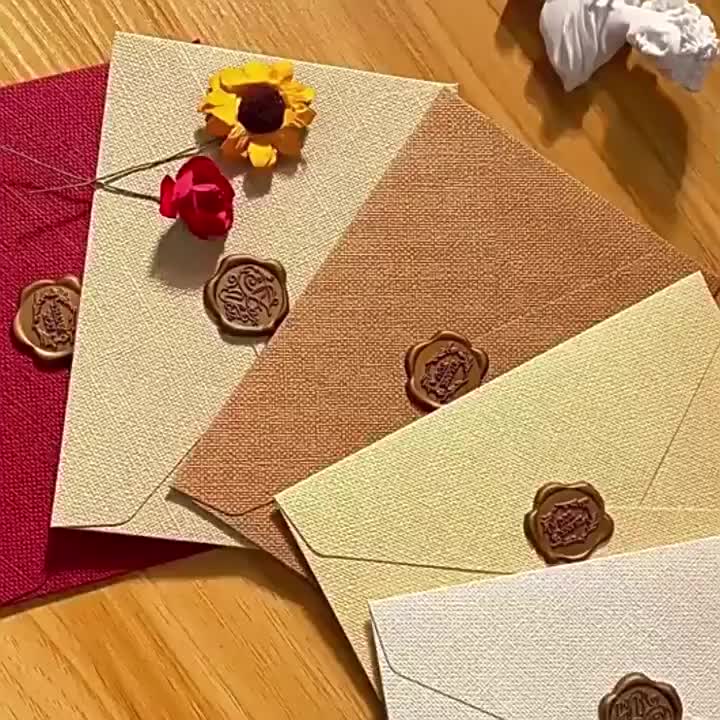 Vintage Linen Envelopes Retro Textured Envelope Stamp Seal Stickers ...
