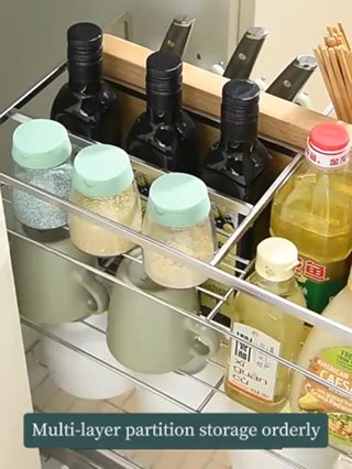 GAA Stainless Pull Out Kitchen Cabinet Condiments Racks Organizer ...