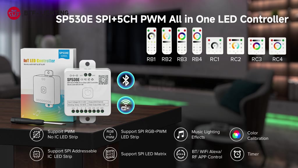 BTF-LIGHTING WiFi&Bluetooth Universal type Smart LED Controller SP530E ...