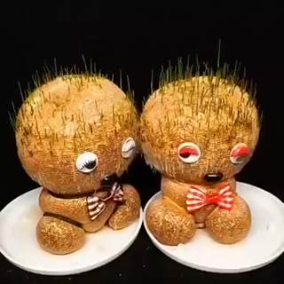 Office Table Plant Decor grass heads doll Toys growing grass head doll ...