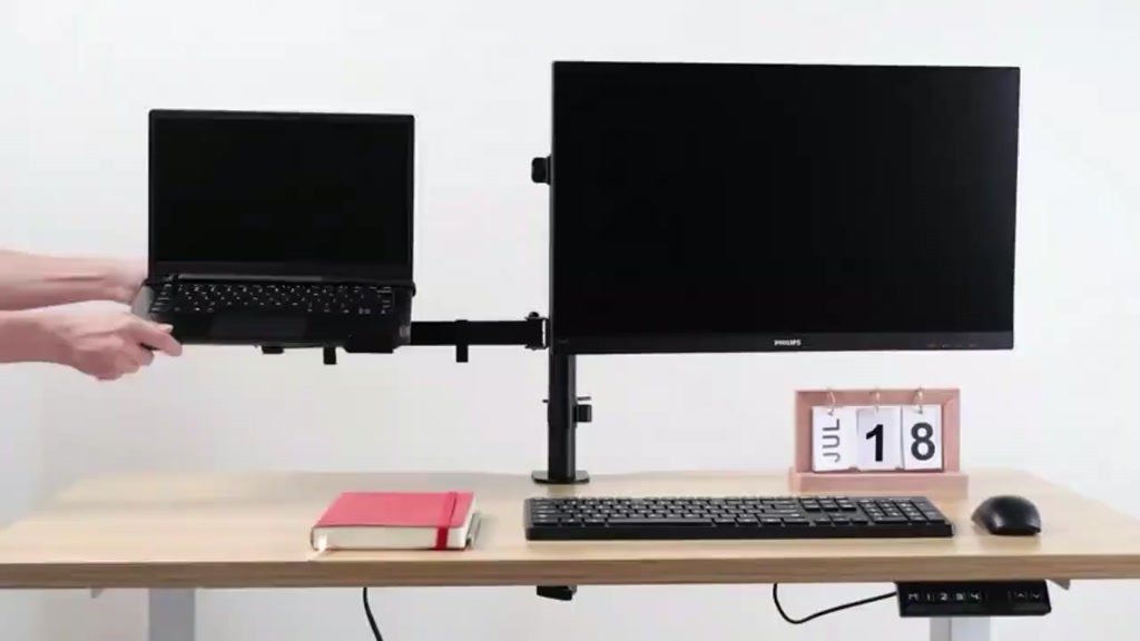 ULIKE Dual Arm Monitor Stand With Laptop Tray Dual Arm Desk Mount Fully ...