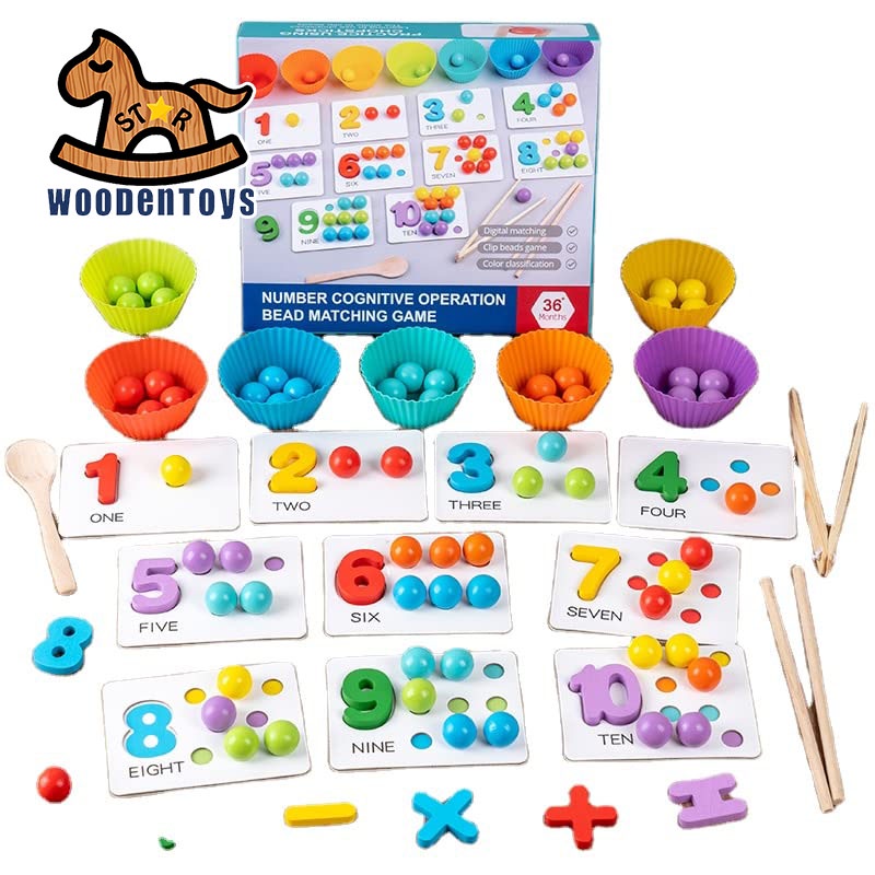 Wooden Peg Board Beads Game Color Sorting Toys Counting Matching Game ...
