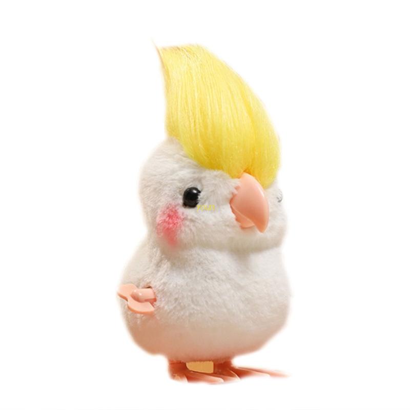 youn Wind Up Toy Plush Animal Clockwork Toy Cute Cockatiel Parrot Bird ...