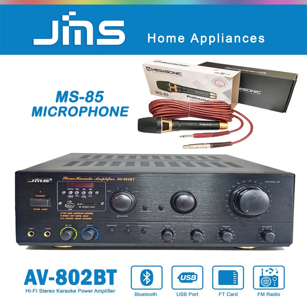 JMS AV-802 BT AMPLIFIER WITH MS 85 MICROPHONE | Shopee Philippines