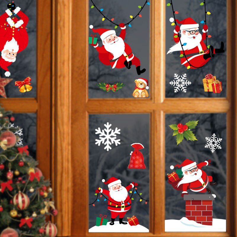 Christmas Decorative Door Stickers Santa Claus Snowman Elk Self ...