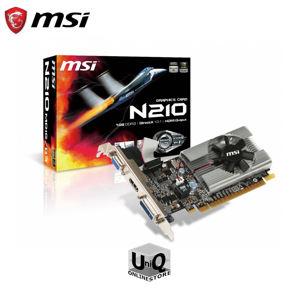 MSi N210-MD1G/D3 Graphics Card with NVIDIA GeForce 210, 1GB GDDR3 ...