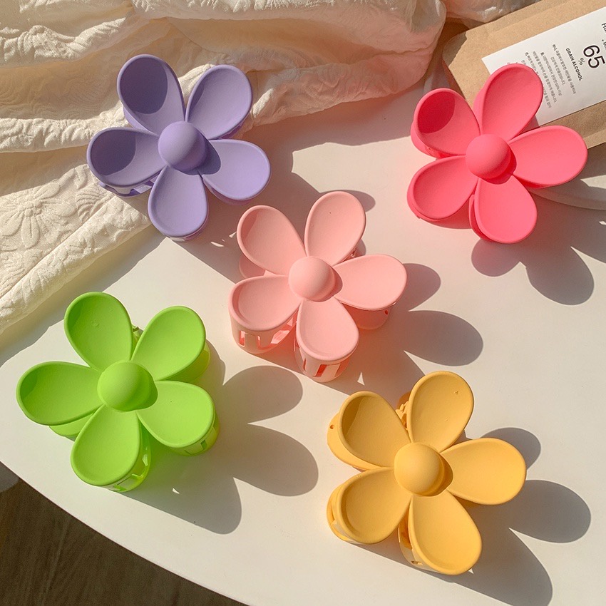 EMS Korean Style Colorful Flower Acrylic Hair Clip Claw Simple Hair ...