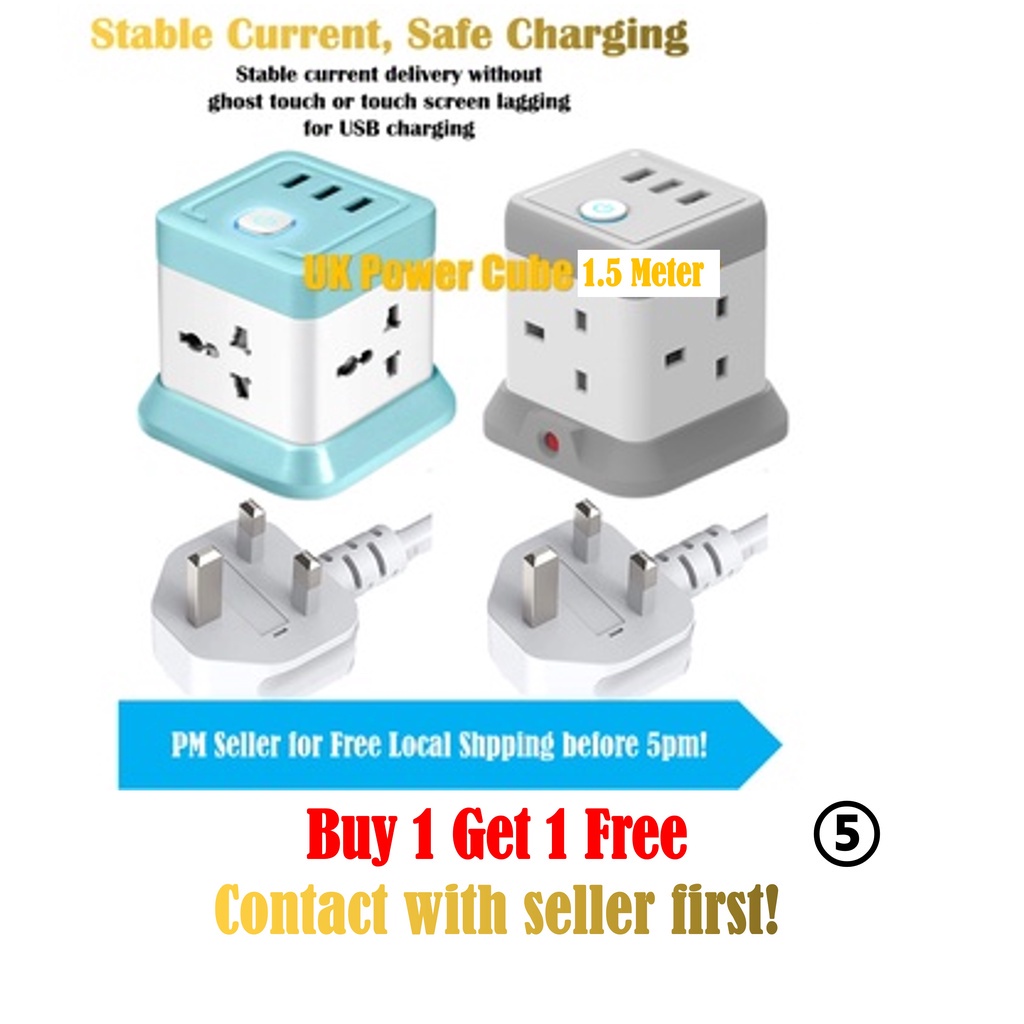 Extension Cord Cube with 4AC 3 USB Ports Surge Protector, Power Strip ...