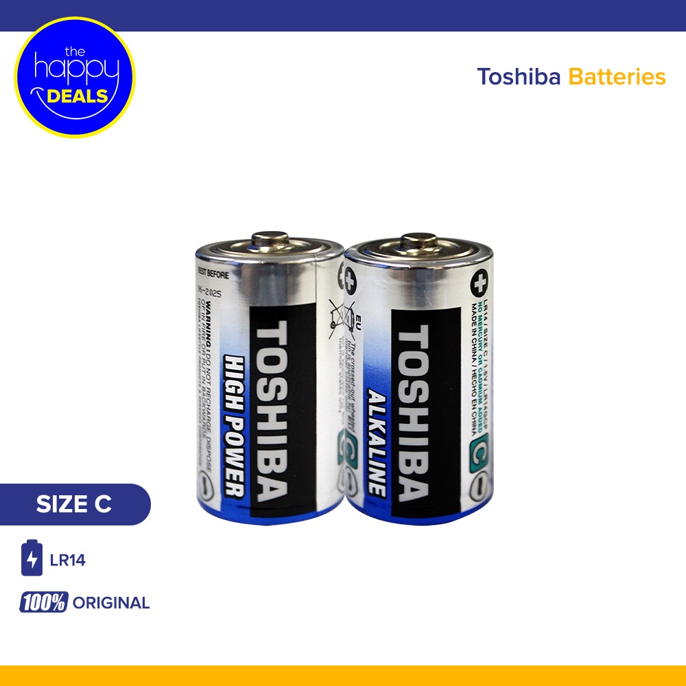 Toshiba High Power LR14 Size C Alkaline Battery Pack of 2 | Shopee ...