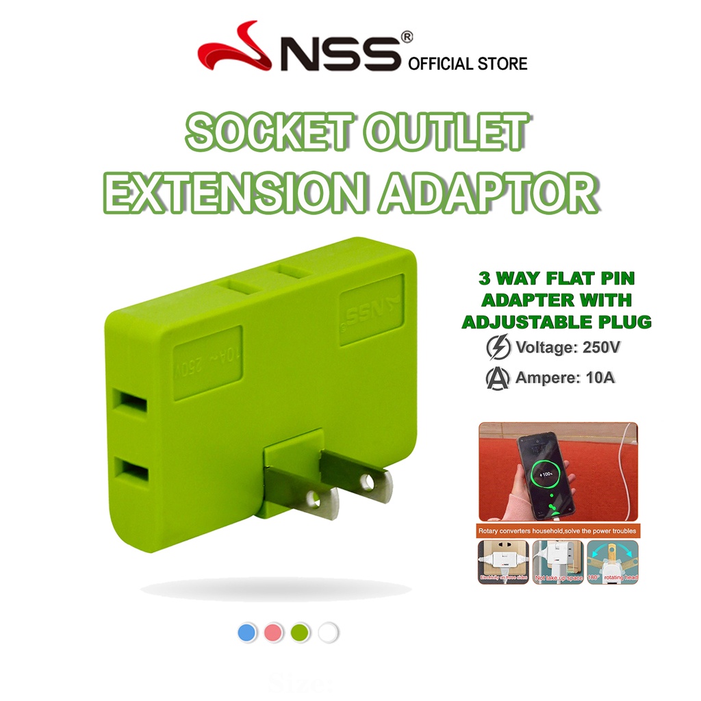 NSS Extension Adaptor Socket Outlet Power Adapter Ultra Thin Three Plug ...