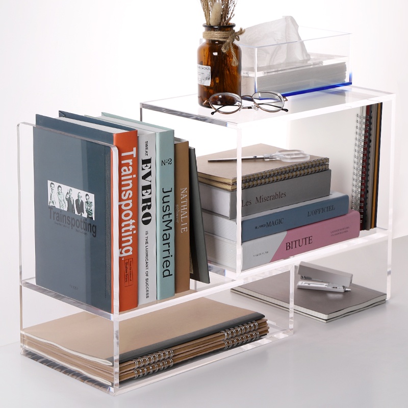Acrylic Rak Buku Desktop Storage Organizer Display Shelf Book Rack ...