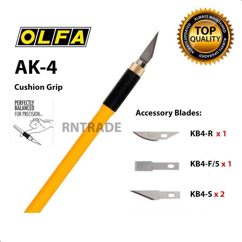 OLFA Art Knife Precision AK-4 with 2 x Precision KB4-S, 1 x Chisel KB4 ...