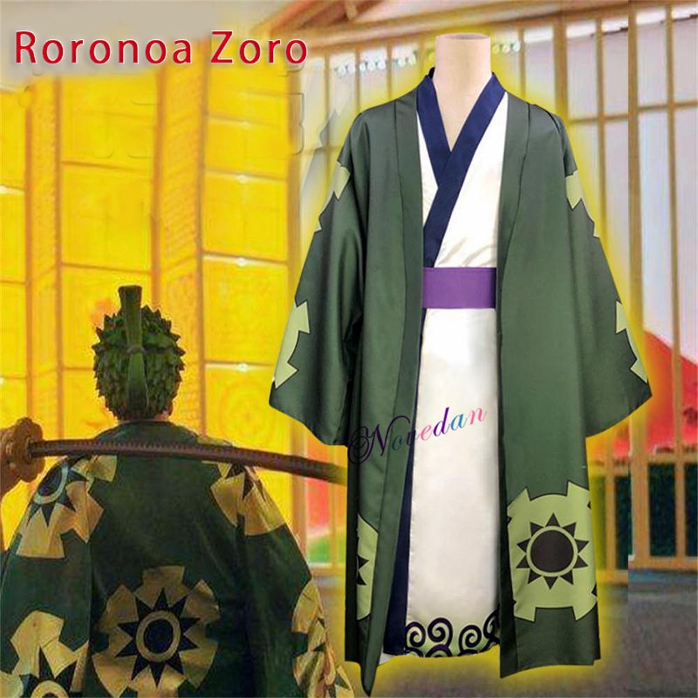 `Anime Roronoa Zoro Cosplay Costume Kimono Robe Cloak Long Sleeve ...