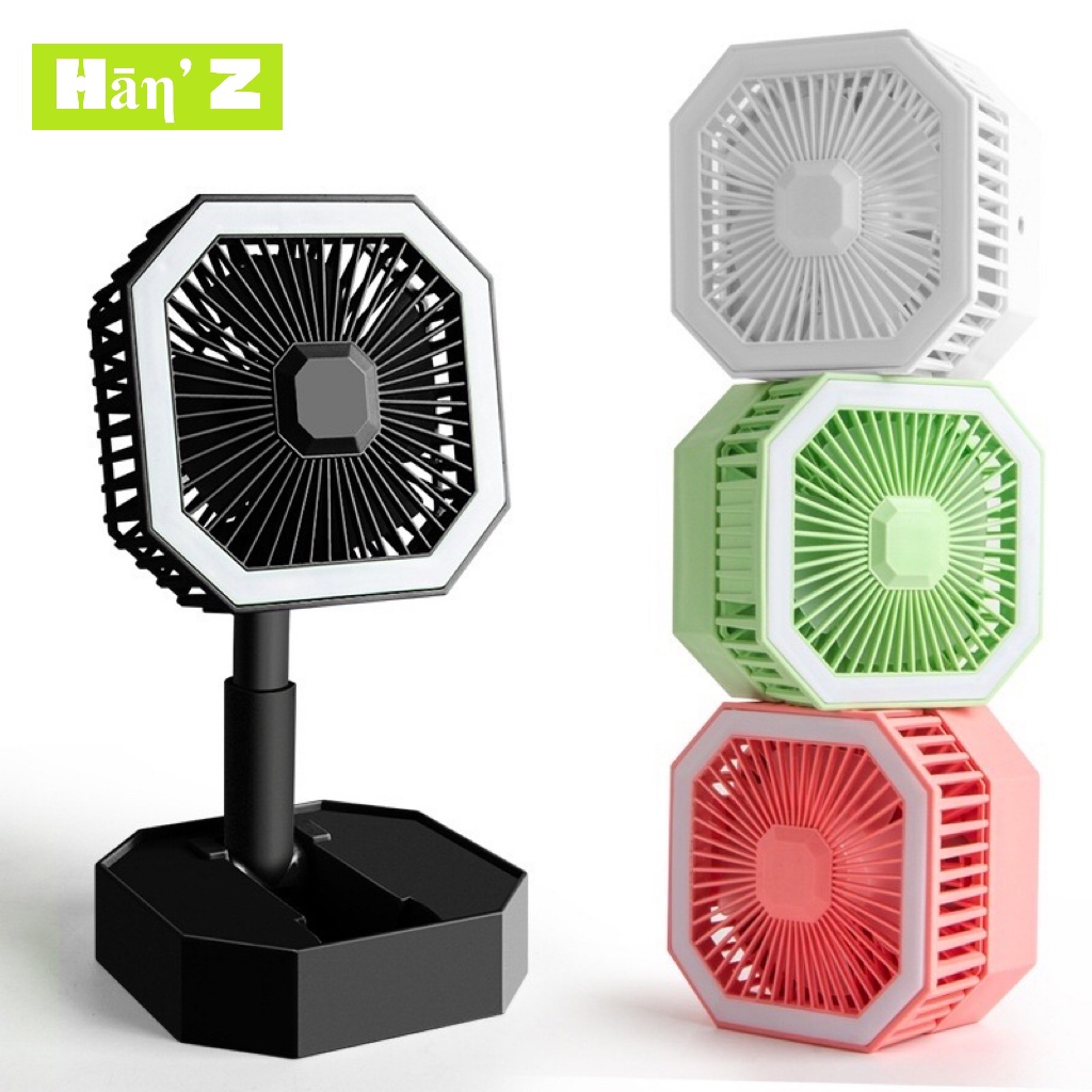USB Rechargeable Electric Table Fan with LED Light Small Multifunction ...