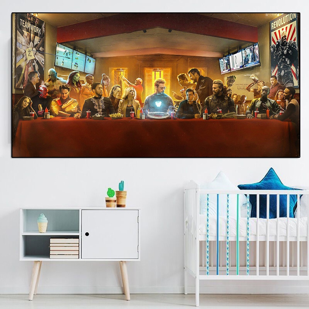 Marvel Avengers Last Supper Infinity War Poster Superhero Iron Man ...