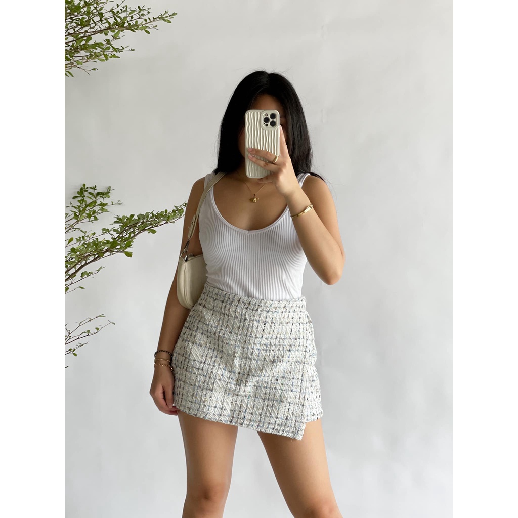 HAPEE JONEE - TWEED SKORT ELEGANT MINI PLAID PALDA SHORTS | Shopee ...