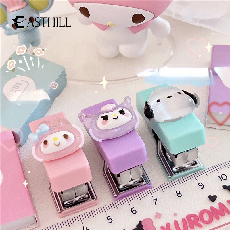 EASTHILL Mini Stapler Set with Staples Storage Box Cute Cinnamonroll My Melody Kuromi PomPurin ...