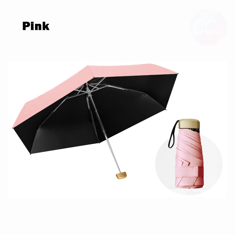 【Fast Delivery】New 14cm Mini sunny umbrella, black glue pocket umbrella ...