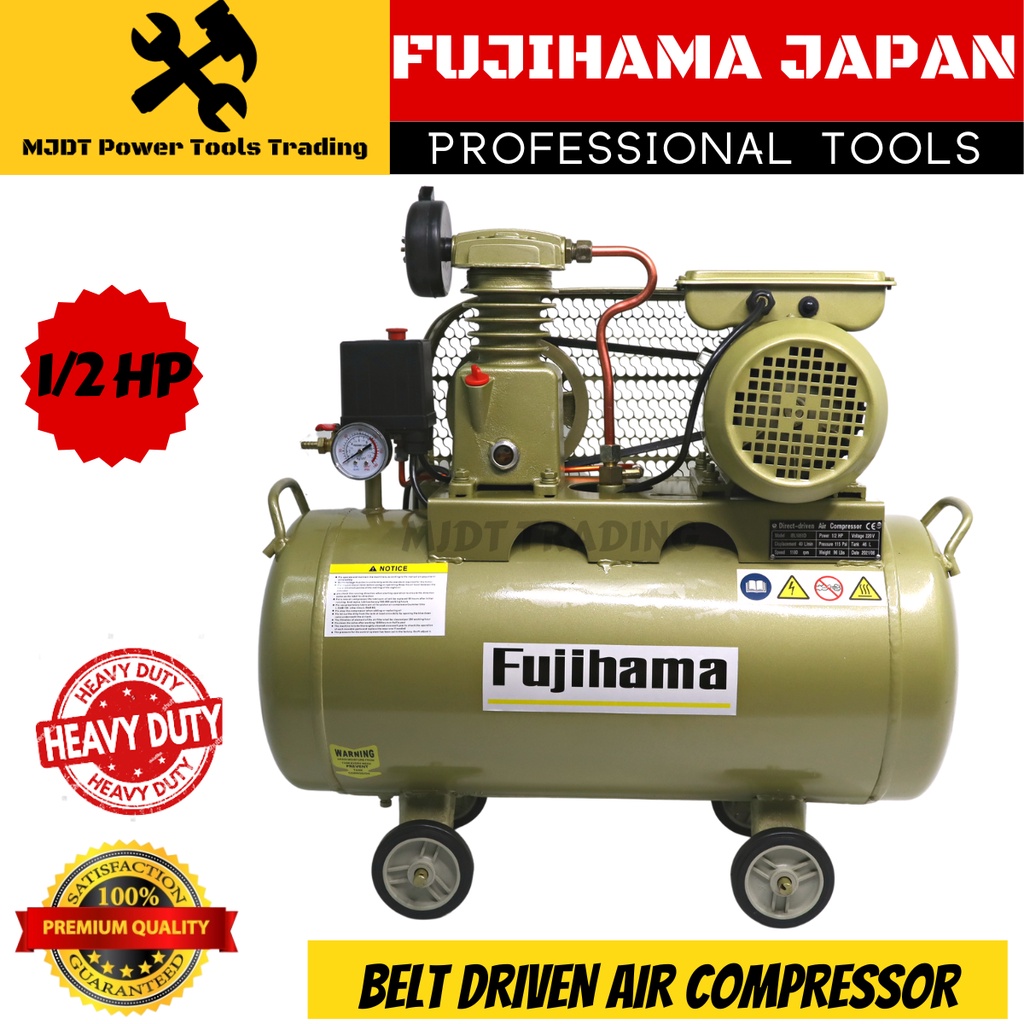 FUJIHAMA JAPAN 1/2HP / 46 Liters Belt Driven Heavy Duty Air Compressor ...