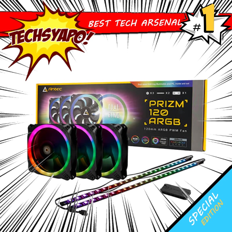 ANTEC PRIZM 120 ARGB 3 in 1 Pack with Fan Controller & ARGB LED Strips ...