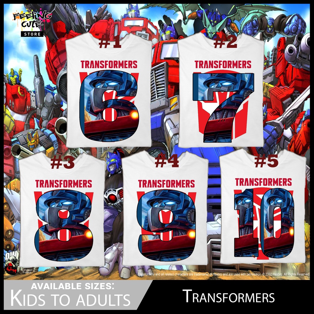 Transformers Numbers 6 7 8 9 10 Optimus Prime Trendy Graphic Tees for ...