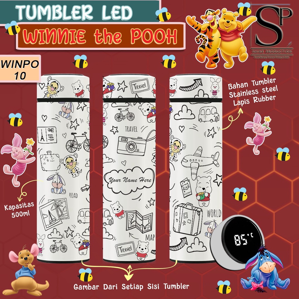 Winnie The Pooh Drinking Bottle Custom Name Tumbler Picture of Winnie ...