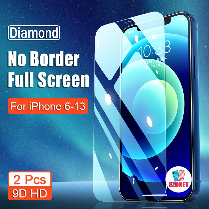 2Pcs 】 No Border 9D HD Tempered Glass Screen Protector For iPhone 16 15 14 13 12 Pro Max Mini 11 ...