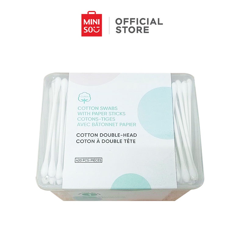 MINISO Premium Natural Cotton Swabs with Paper Sticks | Shopee Philippines